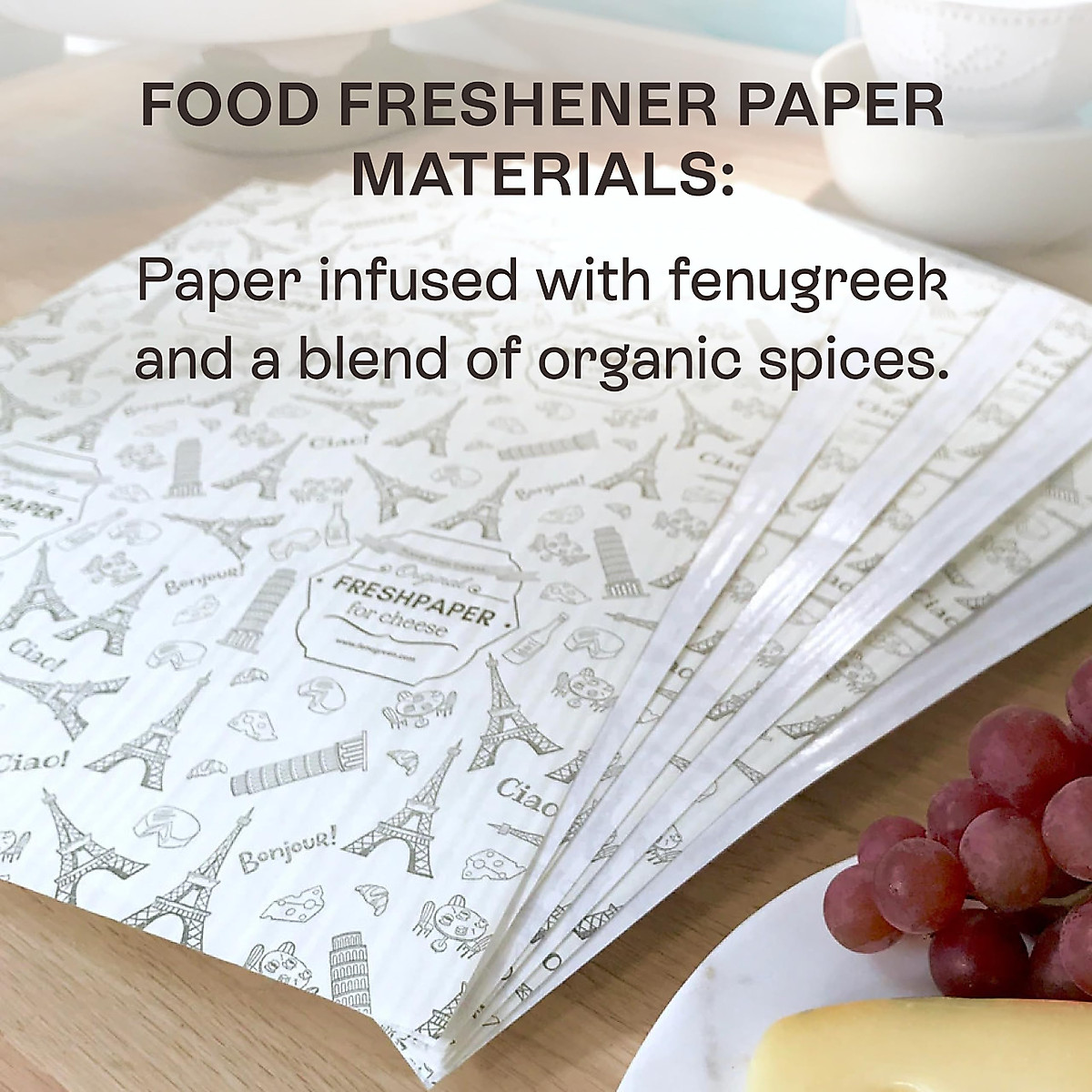 MightyNest Cheese 4 Piece Silicone Food Storage Set and Fresh Paper Cheese Wrap Sheets | Airtight Seal Replaces Plastic Wrap | Prevents Food Waste