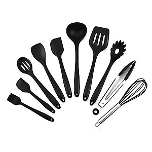 ADBEN Silicone Kitchen Utensil Set 10 Pcs Heat Resistant Non-Stick Spoon Spatula Ladle Cooking Tools Dinnerware