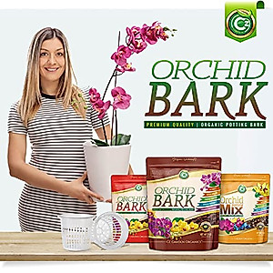 Organic Orchid Potting Bark - Made in USA Premium Medium Bark Garden Soil Amendment Mix for Proper Root Development of Phalaenopsis, Cattleyas, Indoor/Outdoor Plants, Reptile Terrarium Bedding + more!