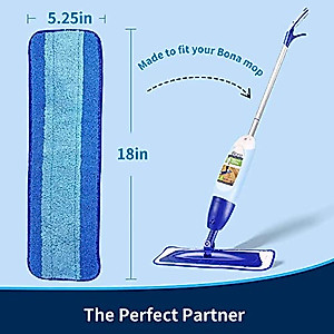 Microfiber Reusable Mop Floor Pad Replacement for Bona Hardwood Floor Cleaner Microfiber Mop Pads for Hardwood Floor for 18 Inch Mop (2)