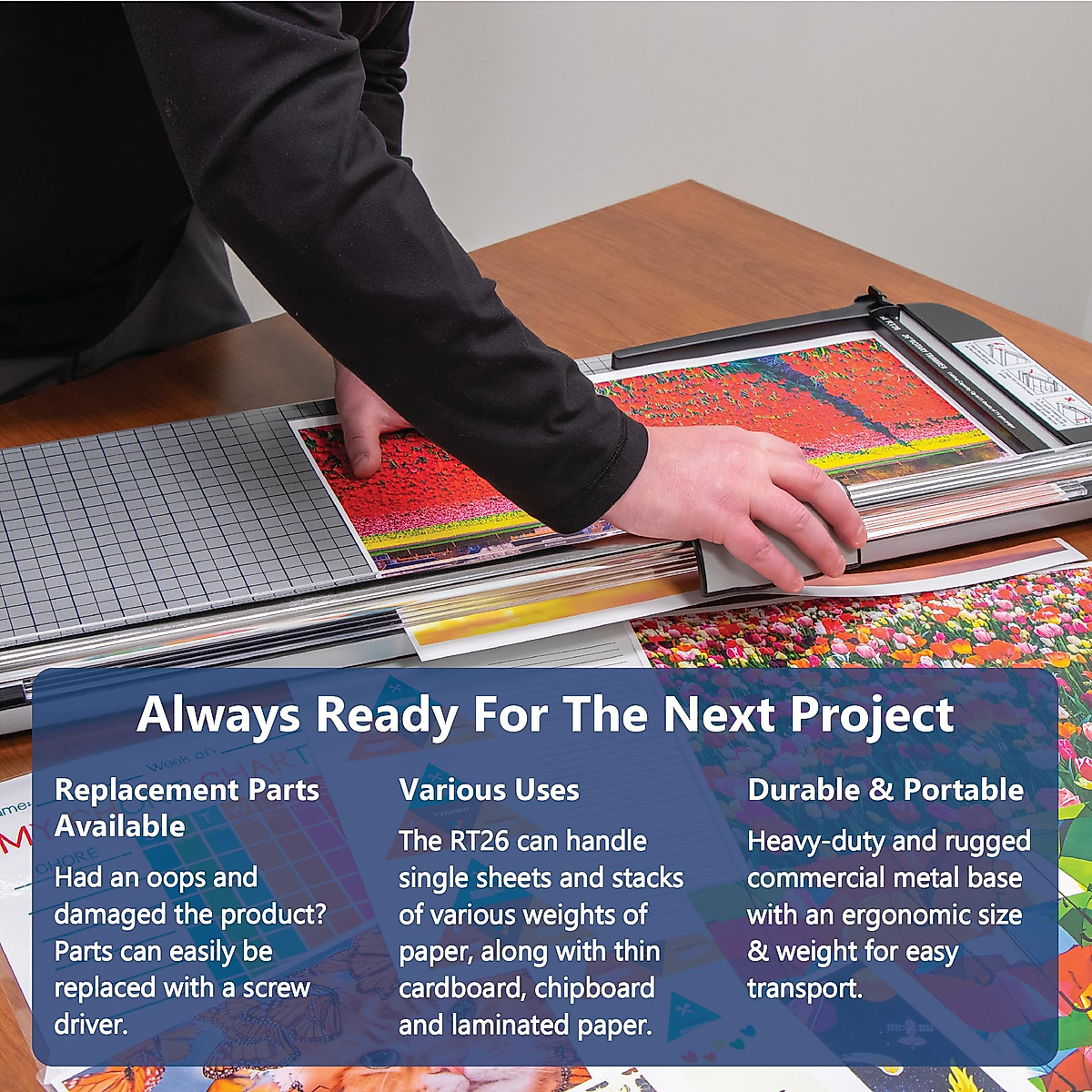 United RT26 Rotary Paper Trimmer, 26" Cut Length, 15 Sheet Capacity, Crafts and Office