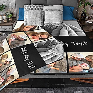 Personalized Picture Text Throw Blanket Custom Blankets with Photos Customized Valentine's day Wedding Christmas Birthday for Father Friend Couples Boyfriend Girlfriend Mothers Sister Dogs 50"x40"