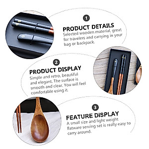 1 Set Wooden Spoon Set Travel Utensils Food Spoon Japanese Tableware Wooden Chopsticks Spoon