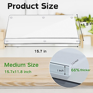 Pakproly Acrylic Cutting Board with Counter Lip, Thicker Clear Cutting Boards for Kitchen Counter, Non Slip Cutting Board for Countertop Protector, Apartment Essentials Kitchen Decor (16x 12 Inch)