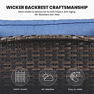 Belord Outdoor Furniture 3-Seater Rattan Sofa Patio Wicker Sofa Couch Furniture Set with Washable Cushions