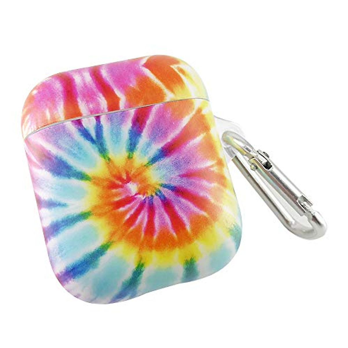 uCOLOR Tie Dye Case for AirPods Full Protective Silicone Shockproof TPU Gel Portable Cover Skin with Key Chain for Earphone AirPods 2/1 Charging Case