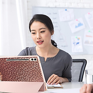 SoFunMoky for Samsung Galaxy Tab S9 Plus Case 12.4 Inch 2023 with S Pen Holder Multiple Angles Glitter Shining Gold Leopard Cheetah Full Protective Auto Wake Sleep Bling for S9+ Tablet Cover, Pink