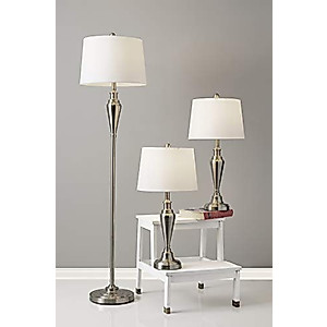 Adesso 1583-22 Glendale 3-Piece Floor Lamp Set, 59.5 in./25.5 in., 150W, Brushed Steel/White, 3 Antique Lamps