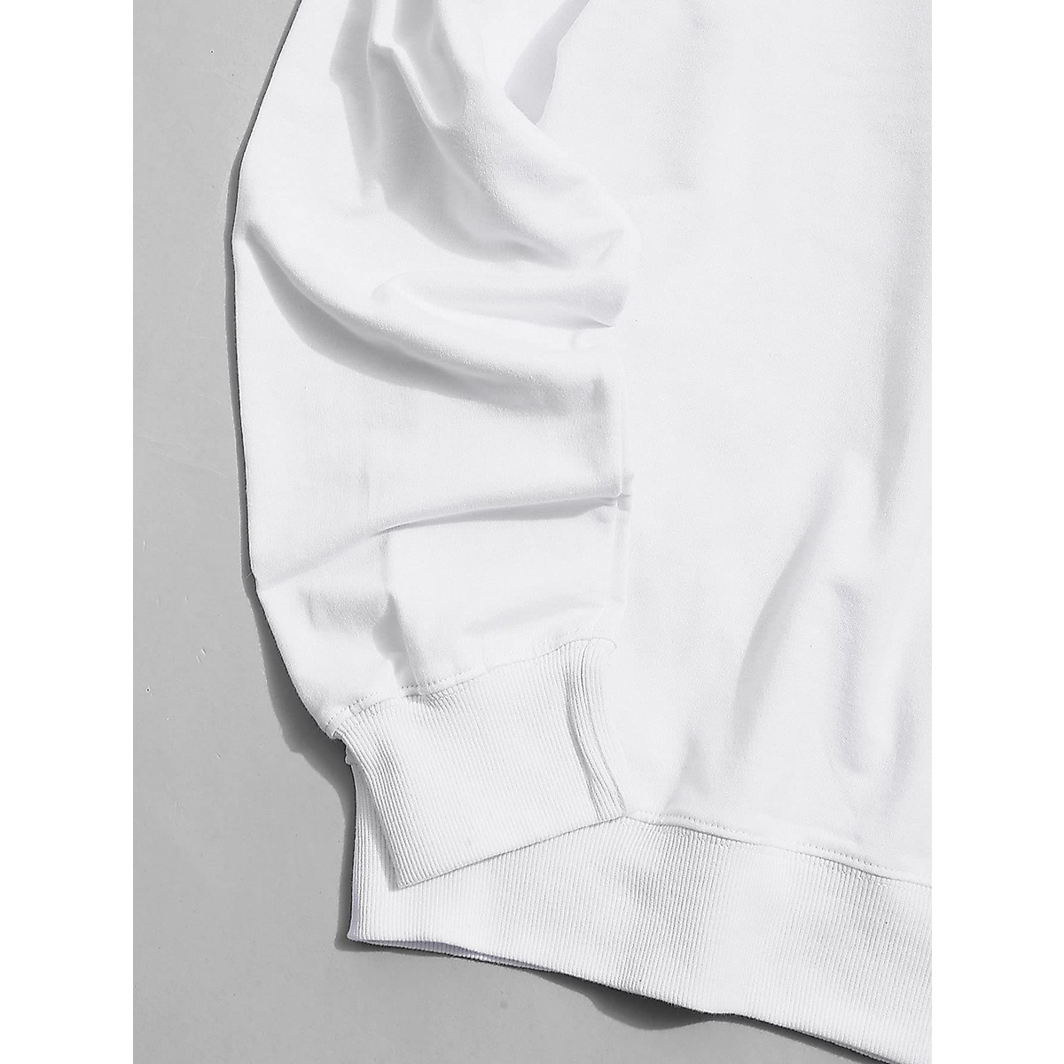 WDIRARA Men's Cartoon Dinosaur Graphic Print Long Sleeve Round Neck Sweatshirt White M