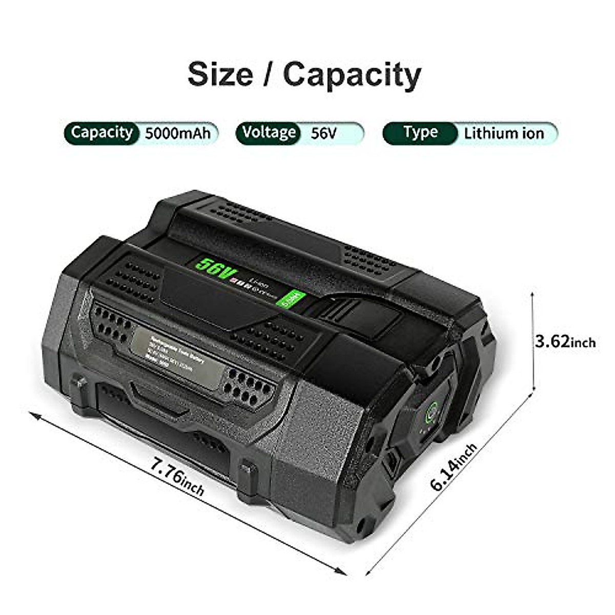 56V 5.0Ah Replacement Battery for 56V BA2800 BA4200 BA1400, 5000mAh Lithium Ion Battery Compatible with All Power 56V CS1604 CS1804 CS1403 HT2400 LB6504 LB5804 LB6500 LB4800 HTA2000 PH1400 Tools