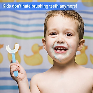 BLUEEZREAL 3Pcs U-Kid-Shaped Toothbrush Kids, for Kids Age 6-12, Children Toothbrush, 360 Degree Toothbrushes U Shape, Gentle Cleaning & Protect Teeth Gums, Multicolor
