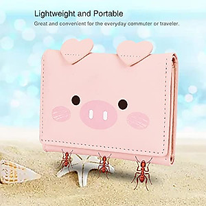 CONISY Cute Wallets for Women, Leather RFID Blocking Small Trifold Wallet with ID Window for Girls and Ladies Womens Wallet -Pig (Pink)