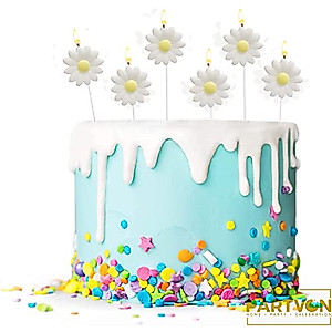 Daisy Birthday Candles, 6Pcs White Daisy Flower Cake Candles for Birthday Baby Shower Girl Daisy Party Supplies Favors Decorations