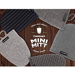 Cuisinart Farmhouse Neoprene Mini Oven Mitts, 2pk - Heat Resistant Pot Holders to Protect Hands with Non-Slip Grip and Hanging Loop - Ideal for Handling Hot Cookware - Micro Houndstooth