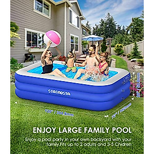 Inflatable Swimming Pool-for Kids & Adults, STATABSTA 120''x72''x22'' Above Ground Pool with Electric Air Pump Full-Sized Family Blow Up Kiddie Pool for Backyard, Garden Backyard Water Party