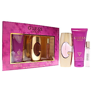 Guess Guess Gold Women 3 Pc Gift Set 2.5oz EDP Spray, 0.5oz Travel Spray, 6.7oz Body Lotion