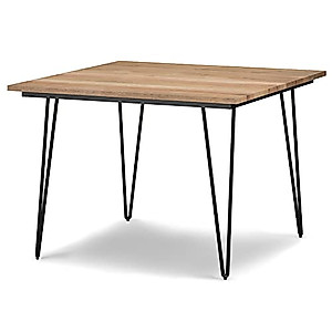 SIMPLIHOME Hunter SOLID MANGO WOOD and Metal 42 Inch Wide Square Industrial Dining Table in Natural, For the Dining Room