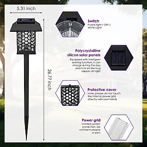 Jahy2Tech 2 Pack Solar Bug Zapper Outdoor Solar Powered Mosquito Zapper Killer Lamp Fly Zapper Repellent Lighting Stake Landscape Fixture for Garden Patio Pathway Backyard Camping, Black