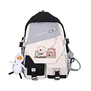 TKBASO Anime Anya Forger Backpack Cosplay Bag Kawaii Backpack Laptop Bag With Pendant Pink (8)