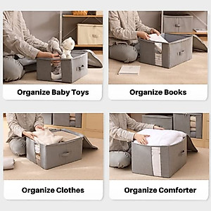 CANFOD Under Bed Storage 2 Pack, Under Bed Storage Containers, Blanket Storage Thick Panel, Underbed Storage Clear Window, Stackable Clothes Storage Bins (L（17.7x13.7x9.8in）for 20-25 T shirts, Light grey)