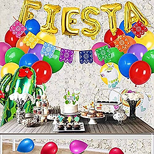 Fiesta Mexican Foil Balloons Party Decorations - 9PCS Mexico Taco Llama Cactus Avocado Foil Balloon Birthday Mexican Fiesta Theme Birthday Luau Party Decoration