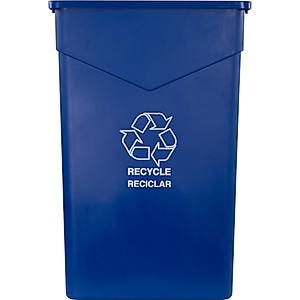 Carlisle FoodService Products TrimLine Rectangle RECYCLE Waste Container, 23 Gallons, Blue