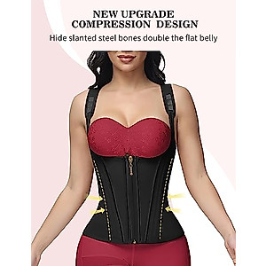 SHAPSHE Waist Trainer for Women, Tummy Control Sports Girdle, Workout Body Shaper with Adjustable Shoulder Strap Black