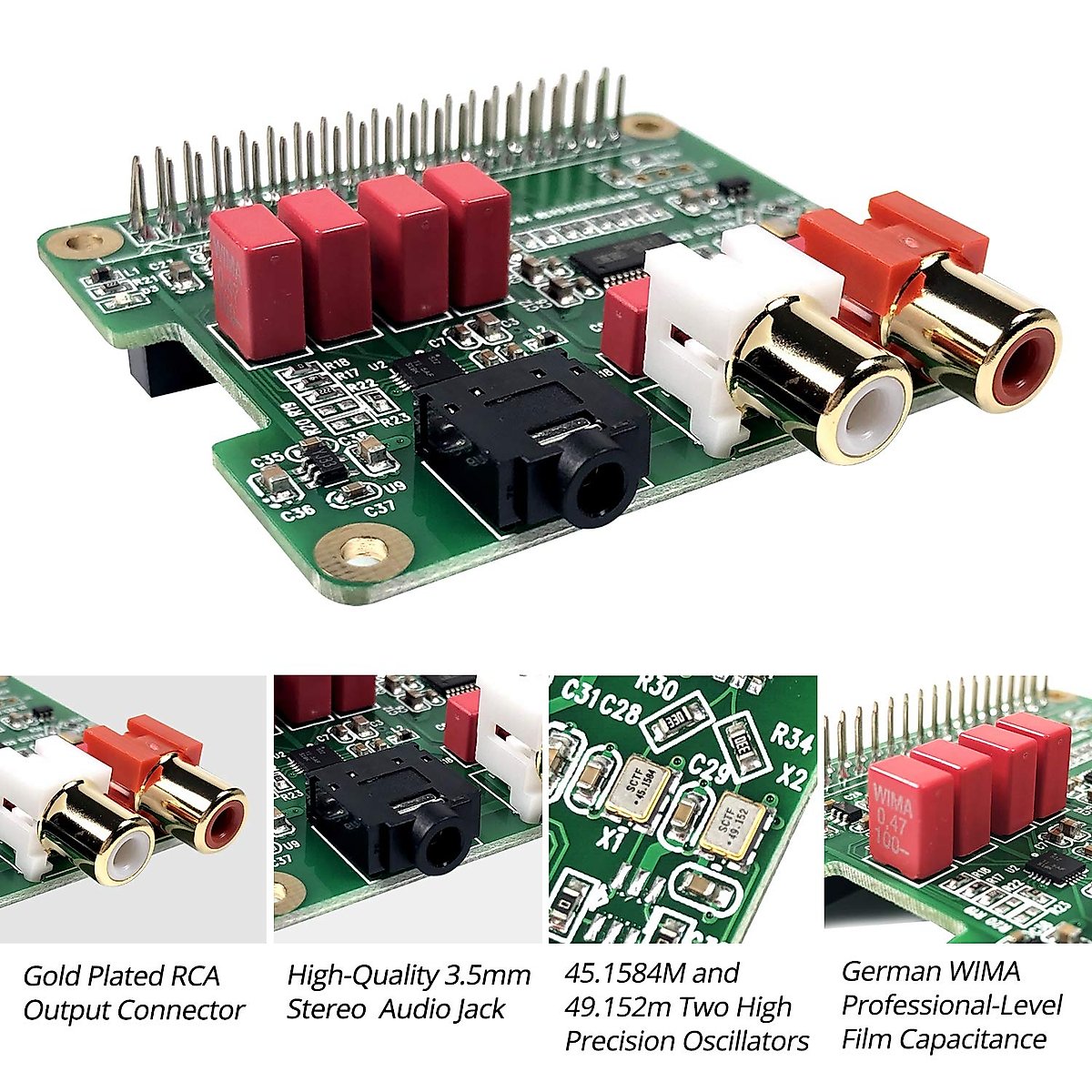 InnoMaker Raspberry Pi HIFI DAC HAT PCM5122 HIFI DAC Audio Card Expansion Board for Raspberry Pi 5 4 3 B+ Pi Zero etc. (DAC HAT)