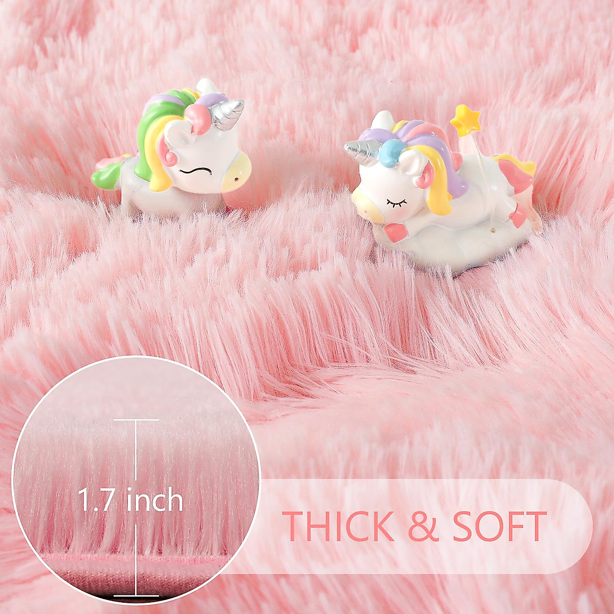 Noahas Fluffy Round Rug 4Ft,Pink Rugs for Bedroom Girls,Fuzzy Rug for Kids Room,Shaggy Bedroom Carpet,Circle Shag Area Rug,Soft Nursery Rug,Room Decor Aesthetic