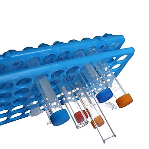 E-outstanding Test Tube Rack Blue Plastic Centrifuge Tube Racks with Silicone Pad Tubes 50 Positions for 5ml,10ml,15ml,50ml 18mm