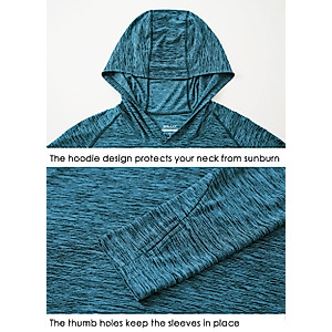 Willit Women's UPF 50+ Sun Protection Hoodie SPF Shirt long sleeve Hiking Fishing Outdoor Shirt Lightweight Hoodie Slubby Light Blue M