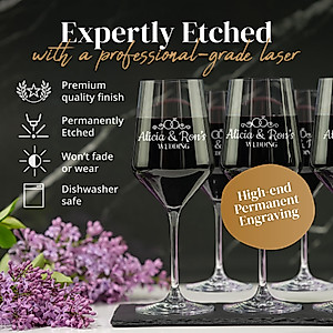 Custom 18oz Crystal Wine Glass with Your Custom Logo Design or Personalized Text - Permanent Laser Engraving - Wedding Favors, Corporate Gifts, Birthdays, Parties or Events