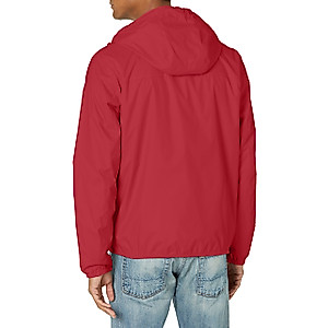 Tommy Hilfiger Men's Lightweight Active Water Resistant Hooded Rain Jacket, Red, XX-Large