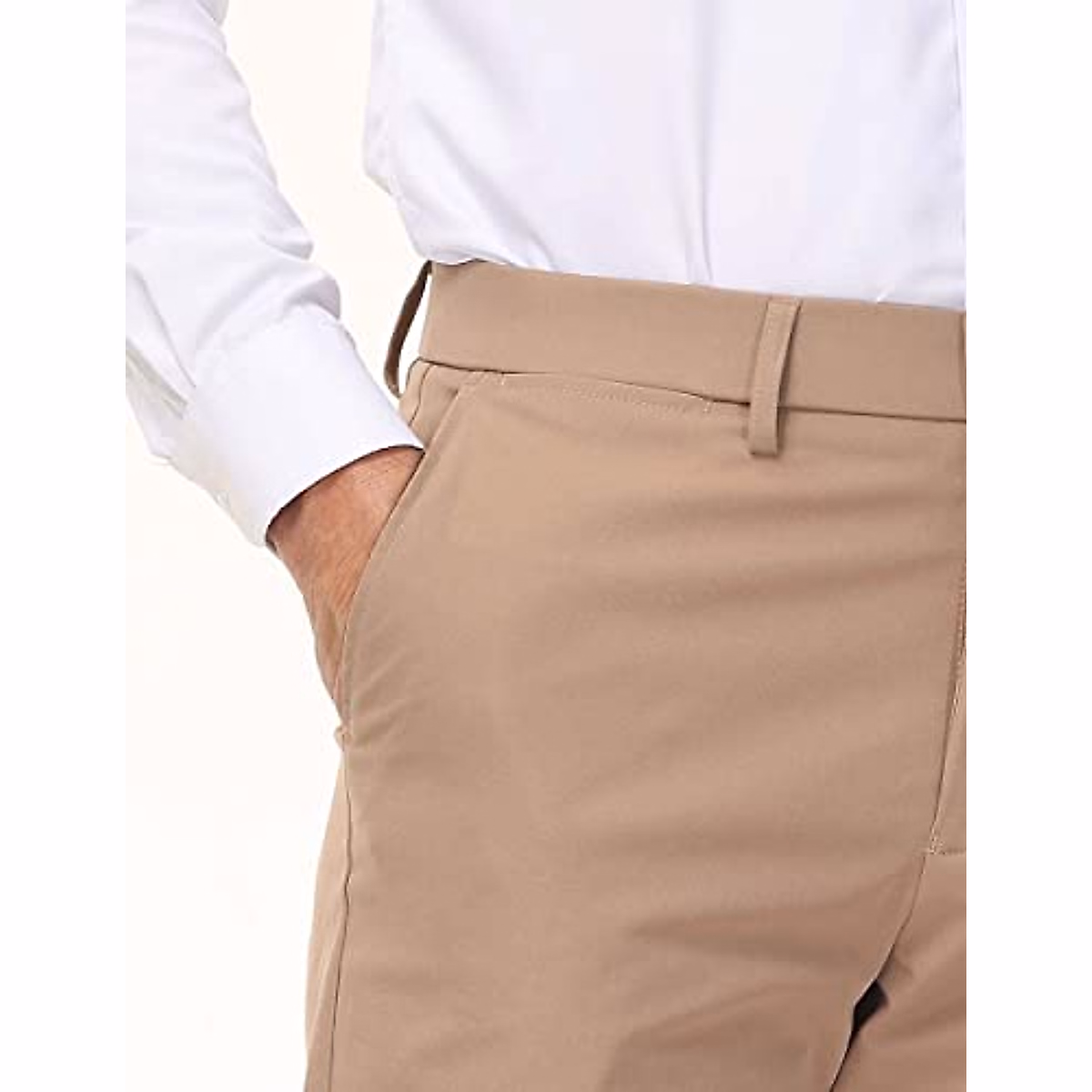 Soojun Men's Classic Fit Wrinkle Resistant Comfort Waist Flex Pant, Khaki, 38Wx30L