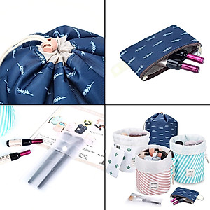 STAY GENT Counting Mars 4 Pieces Portable Drawstring Makeup Bag, Large Capacity Waterproof Cosmetic Bag for Home and Travel