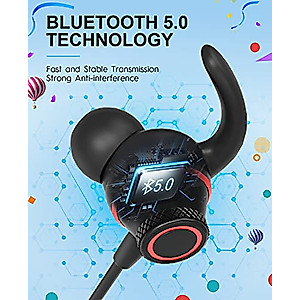 Tecno Wireless Bluetooth Headphones with Microphone, 38H Playtime Neckband Wireless Headphones, (B1-Black+Bule+Pink)