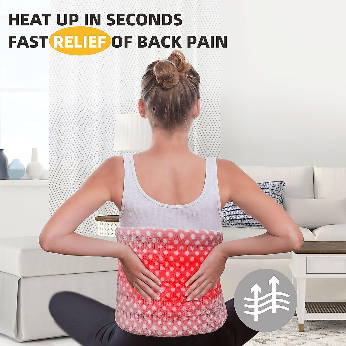 HELLOMOTO Heating Pad for Back, Neck & Shoulder Pain Relief with 12 Heat Settings and 8 Timer Settings, 12"x24" Extra Large Heat Pad, Machine Washable - Pink