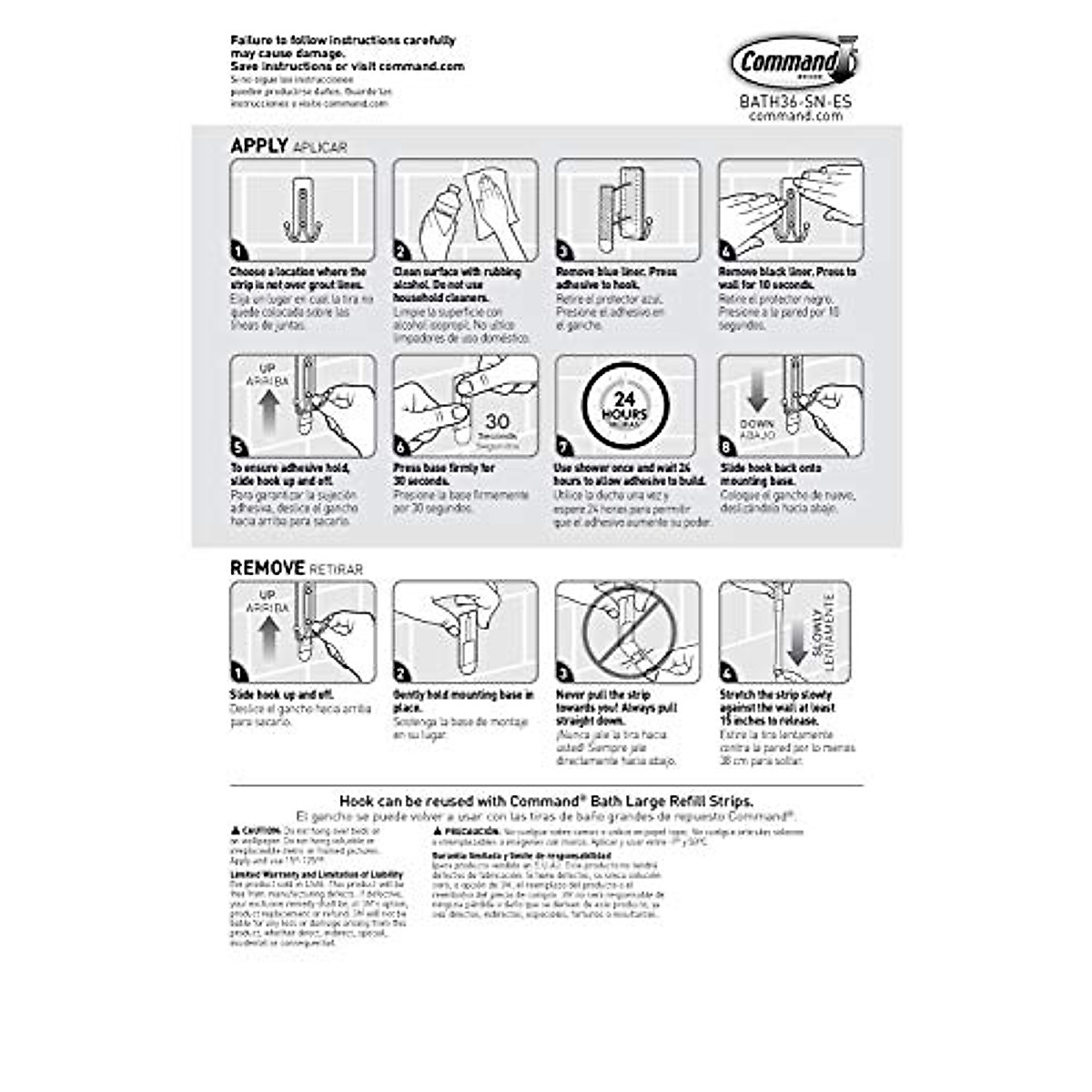 Command Large Double Bathroom Wall Hook, Damage Free Hanging Bath Hook with Adhesive Strip, Double Hook for Hanging Bath Towels, 1 Satin Nickel Colored Wall Hook and 1 Water-Resistant Command Strip, 0