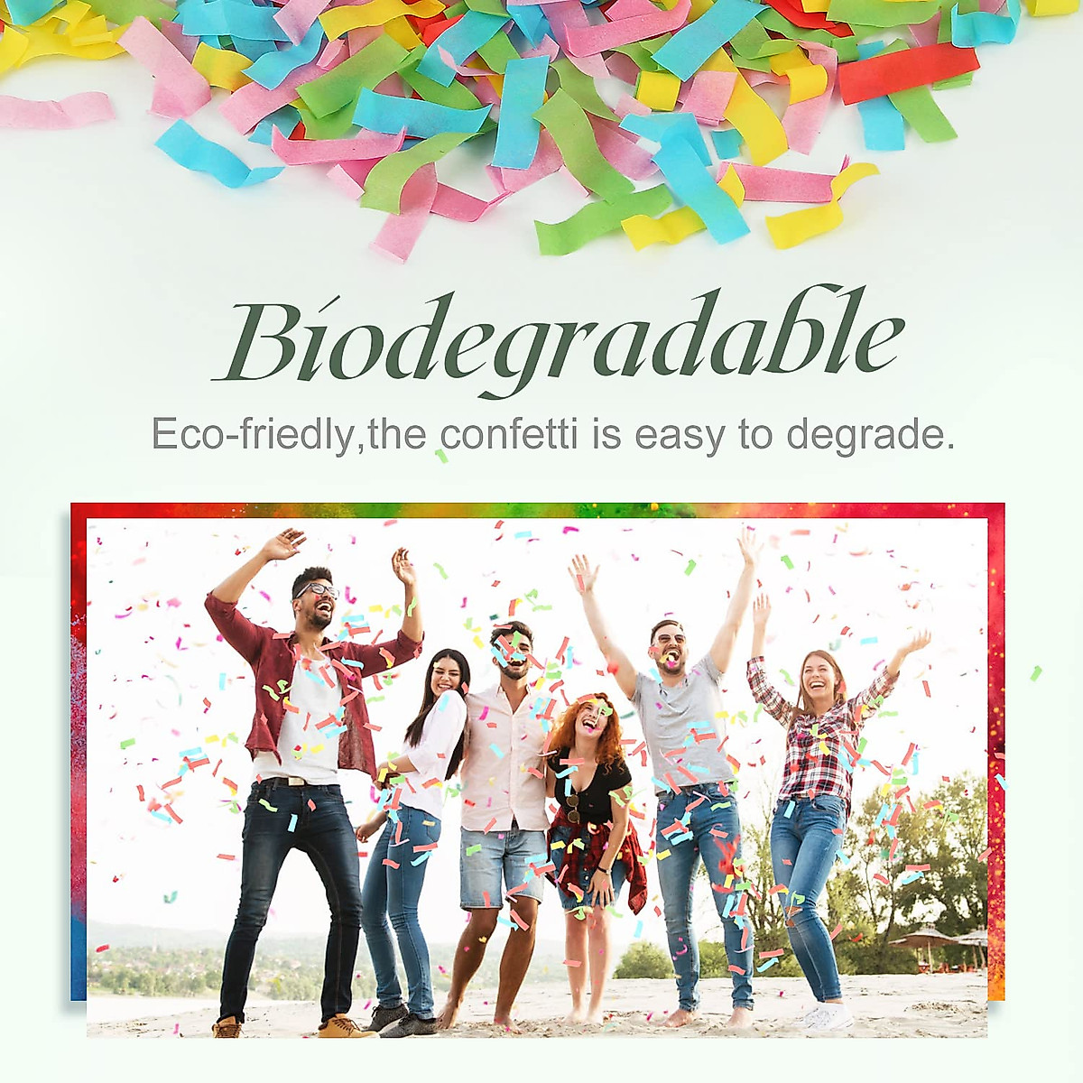 FameFame 10Pack Confetti Wands, Tissue Paper Flick Flutter Sticks for Wedding Celebrations, Anniversary, Birthday Party, Colorful, 7.8inch Confetti Popper