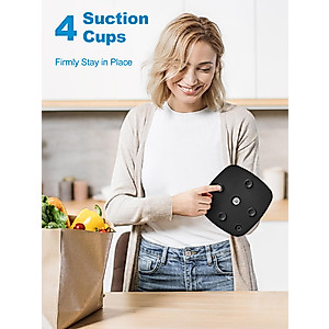 SMARTAKE Paper Towel Holder for Countertop, Standing Kitchen Roll Holder with Suction Cups, Non-Slip Paper Towel Stand, Stainless Steel, Weighted Base, for Kitchen Bathroom, Square Base (Silver)