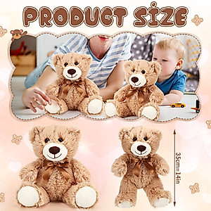 HyDren 12 Pieces Operation Christmas Bears Stuffed Animals Soft Plush Toy Bears for Birthday Party Valentine's Day Christian Charity Donation Supplies(Light Brown)