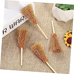 WHAMVOX 120 Pcs Mini Red Rope Broom 24pcs (Large Broom) Wizard Decor Small Decoration Mini Straw Brooms Broom Decoration Brooms for Sweeping Indoor Home Decor Broom Pendant Pine Wood Brown