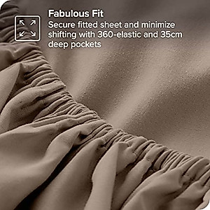 Bare Home Queen Sheet Set - Luxury 1800 Ultra-Soft Microfiber Queen Bed Sheets - Double Brushed - Deep Pockets - Easy Fit - 4 Piece Set - Bedding Sheets & Pillowcases (Queen, Taupe)