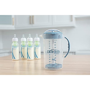 Dr. Brown's Baby Formula Mixing Pitcher with Adjustable Stopper, Locking Lid, & No Drip Spout, 32oz, BPA Free, Blue