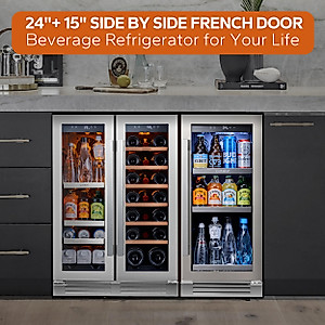 Ca'Lefort 24 Inch Wine and Beverage Refrigerator, 77 Can and 25 Bottle Wine Fridge Dual Zone 36°F-72°F, 3 LED Beverage Fridge Built in, Under Counter or Freestanding for Home/Kitchen(4.98 cu.ft)
