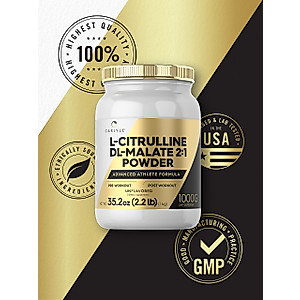 Carlyle L Citrulline Malate Powder | 3000mg | 2:1 | Unflavored | 1 Kg Container | Vegetarian, Non-GMO, Gluten Free