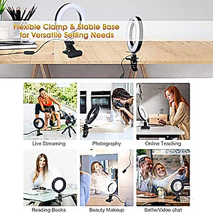 SALTOUSA Video Conference Lighting Kit,6.3 inch Selfie Ring Light,Video Conferencing,Remote Working,Zoom Call Lighting,Self Broadcasting and Live Streaming,YouTube Video,TikTok,Black-A