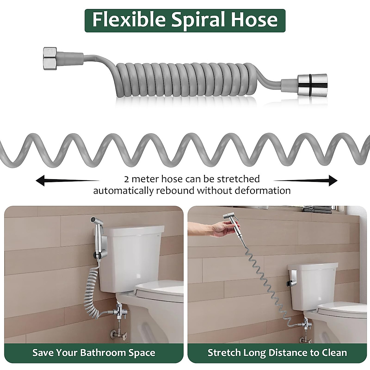 JiGiU Bidet Sprayer for Toilet Handheld Bidet Sprayer Set Stainless Steel Spray Gun and Shower Sprayer Shattaf Toilet Attachment with Hose Easy to Install for Feminine, Baby Cloth, Diaper, Pet or Car