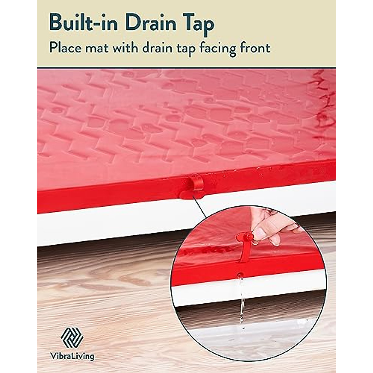 Under Sink Drip Tray - Silicone Liner Mat for Under Kitchen or Bathroom Sink - Waterproof Organizer Protects Floors from Leaks - 34" x 22" Red