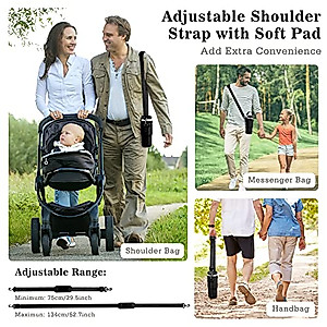 Nuovoware Water Bottle Carrier Bag Fits Stanley Flip Straw Tumbler, 30OZ Bottle Pouch Holder with Adjustable Shoulder Strap, Neoprene Water Bottle Holder for Hiking Travelling Camping, Black